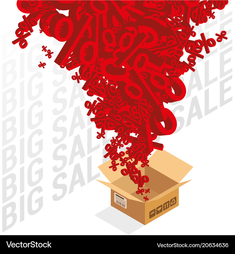Open Box Sale Percent Template Royalty Free Vector Image