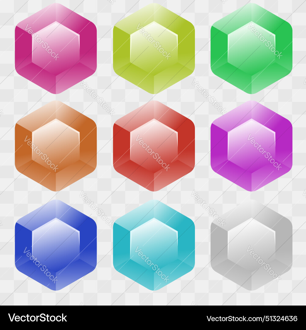 Set of colored diamond isolated on a transparent Vector Image