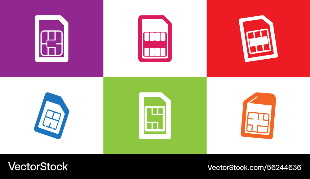 Sim card icons silhouette Royalty Free Vector Image