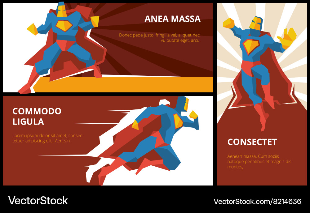Superhero Banner Set - Action Heroes Royalty Free Vector