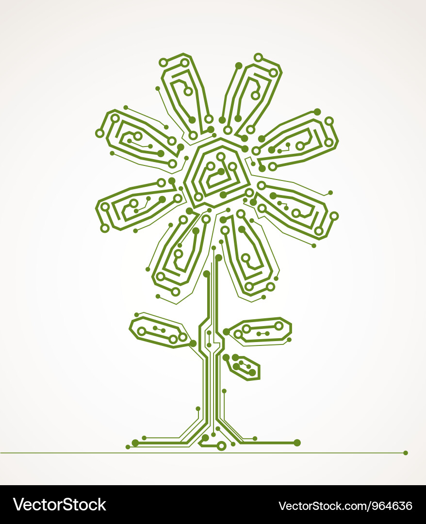 Tech Flower Circuit Board Royalty Free Vector Image