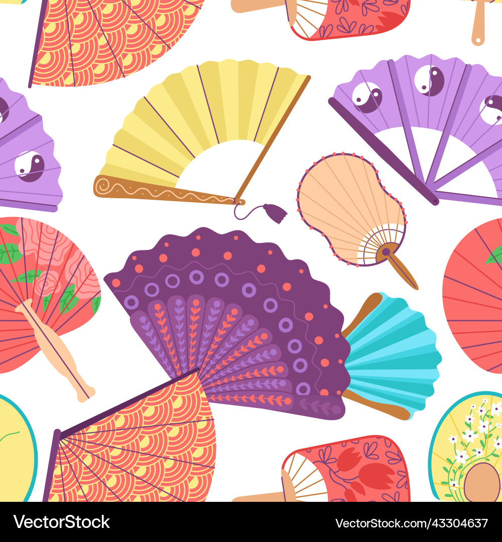 Asian style fan pattern kimono textile print Vector Image