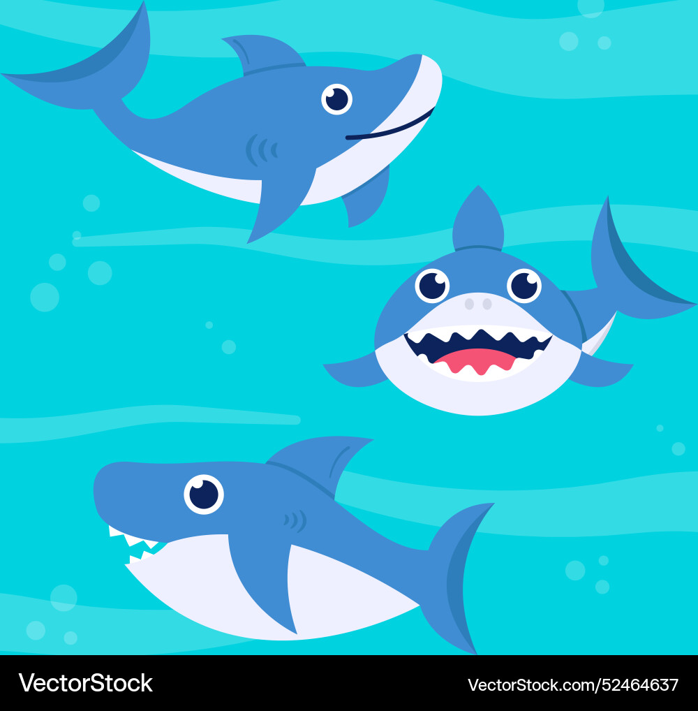 Cute baby shark in flat design Royalty Free Vector Image