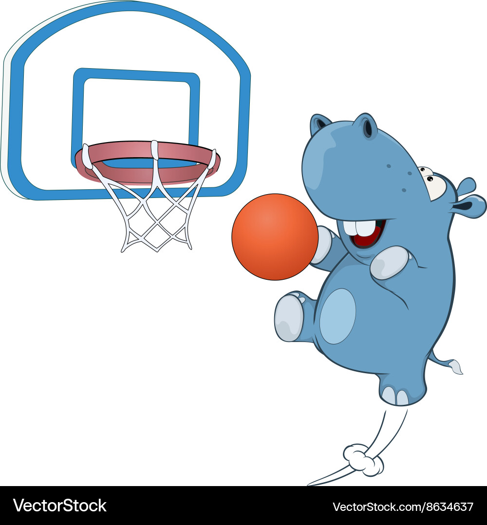 Cute hippo basketball player Royalty Free Vector Image