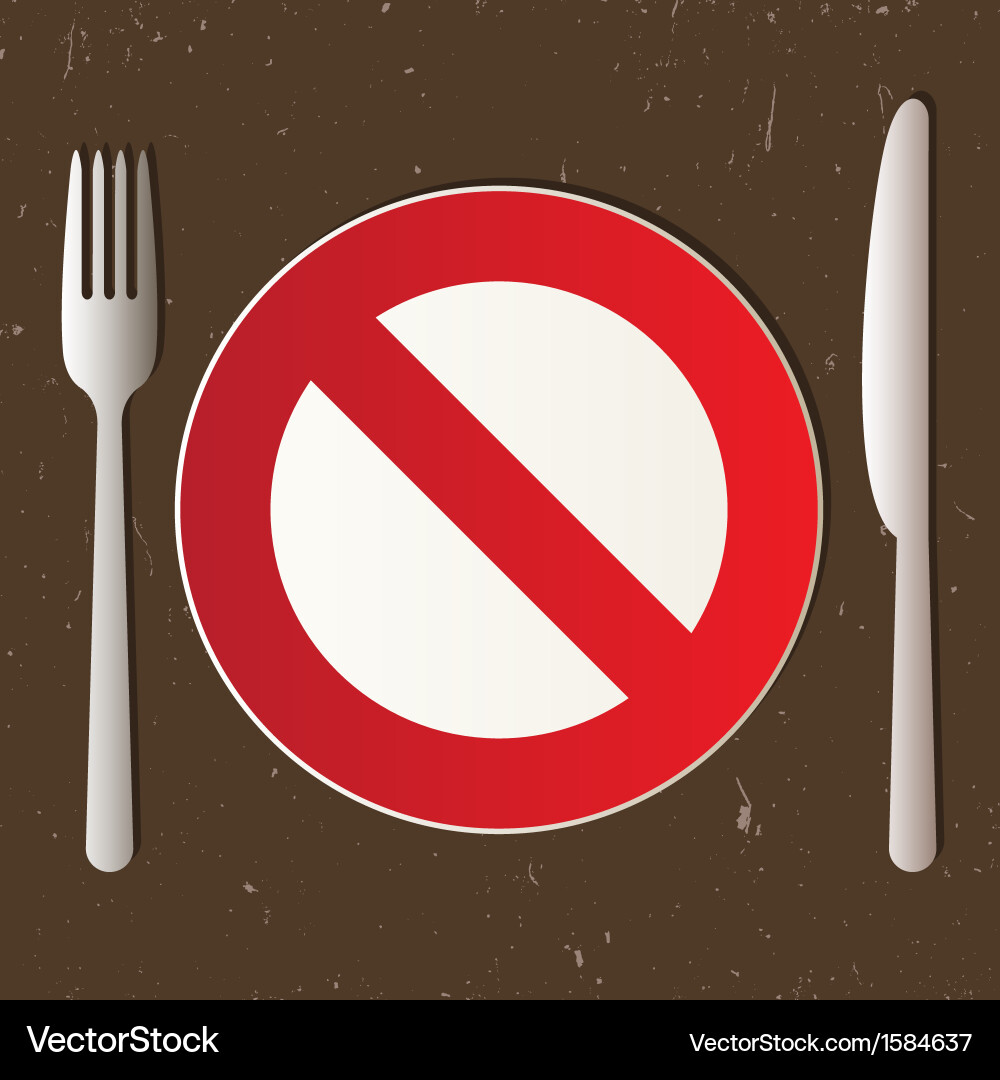 Cutlery and prohibited sign Royalty Free Vector Image