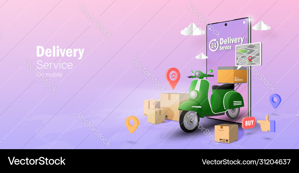 Delivery service on mobile application Royalty Free Vector