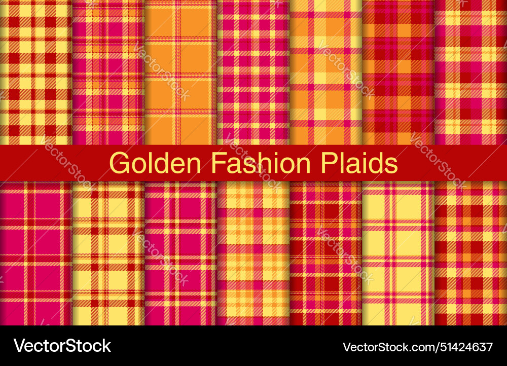 Golden plaid bundles textile design checkered Vector Image