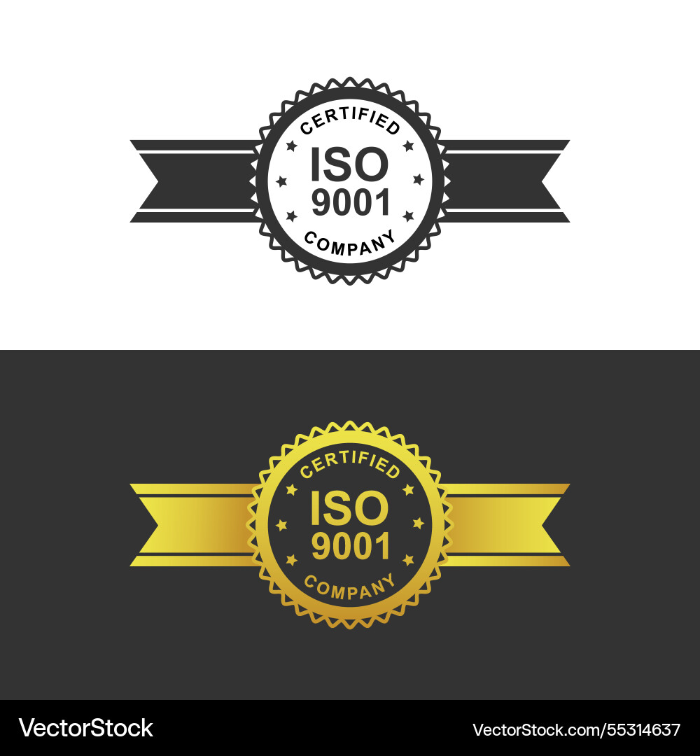 Iso 9001 certified label design image – Royalty-Free Vector | VectorStock