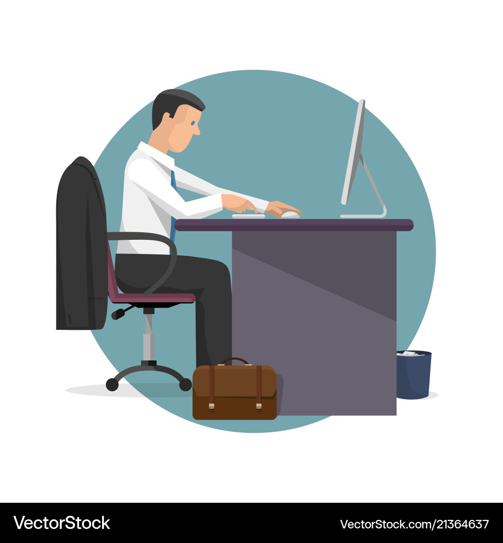 Manager working on computer Royalty Free Vector Image