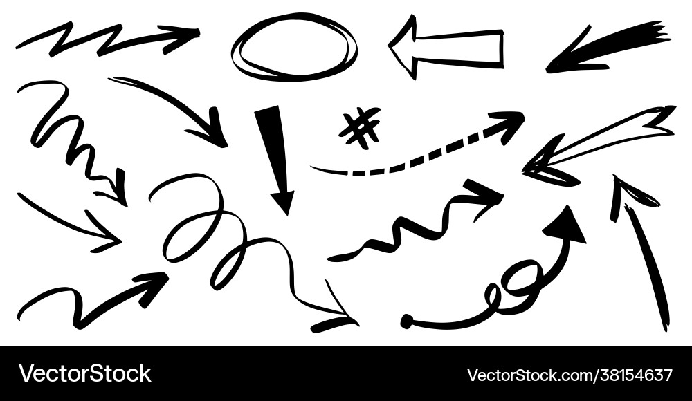 Set hand drawn arrows isolated on white Royalty Free Vector