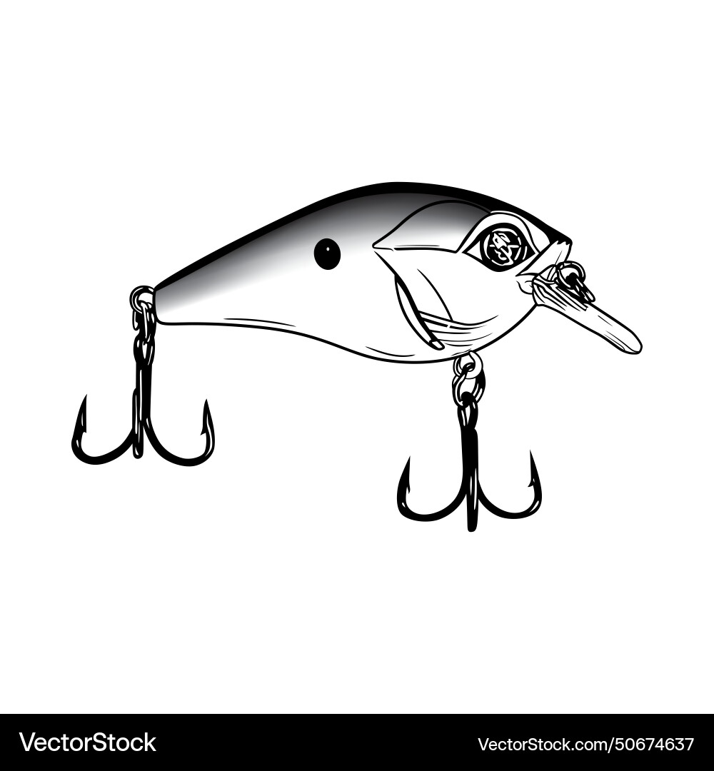 Simple black and white of fish bait Royalty Free Vector