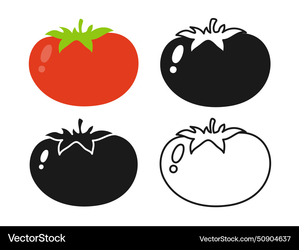 Tomato linear icon cartoon symbol set silhouette Vector Image