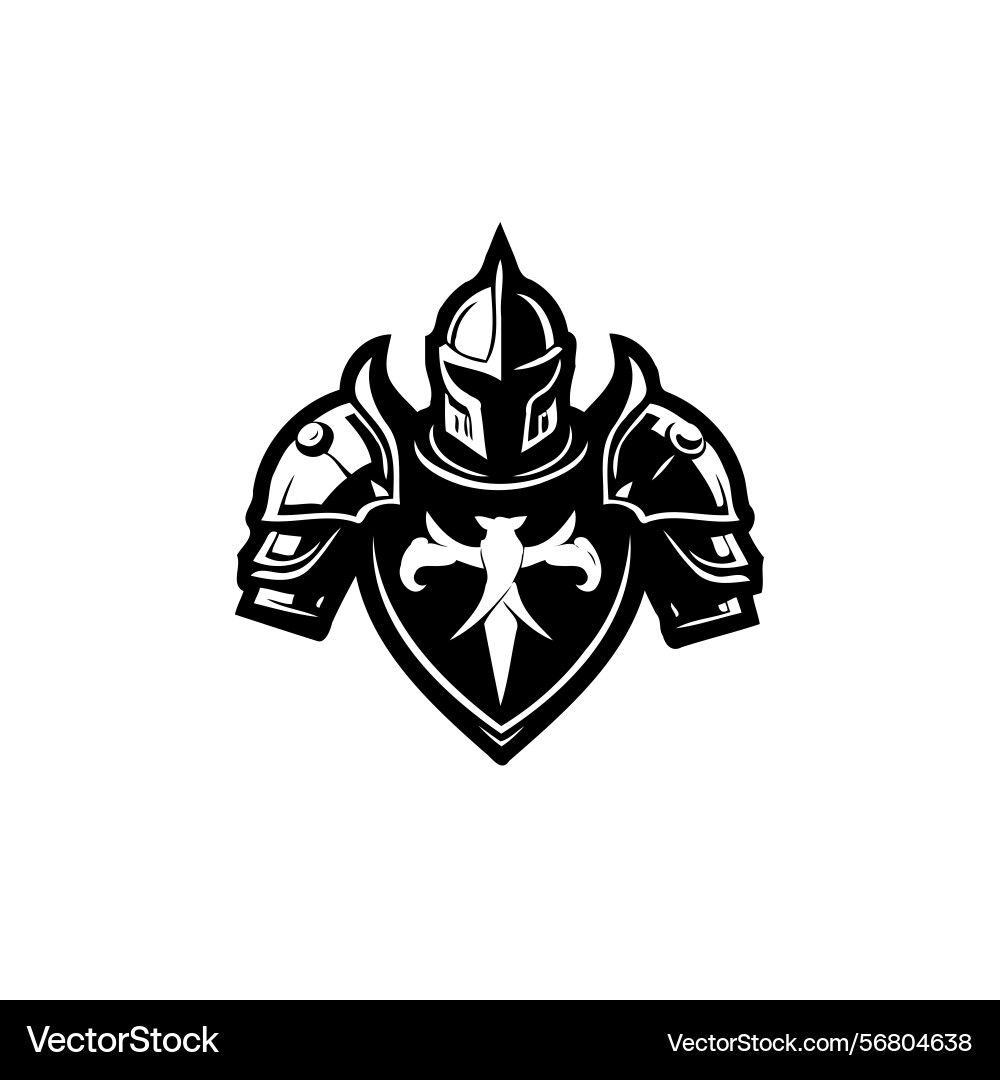 Bold Ritter Emblem mit Schild und Rüstung Vektorbild