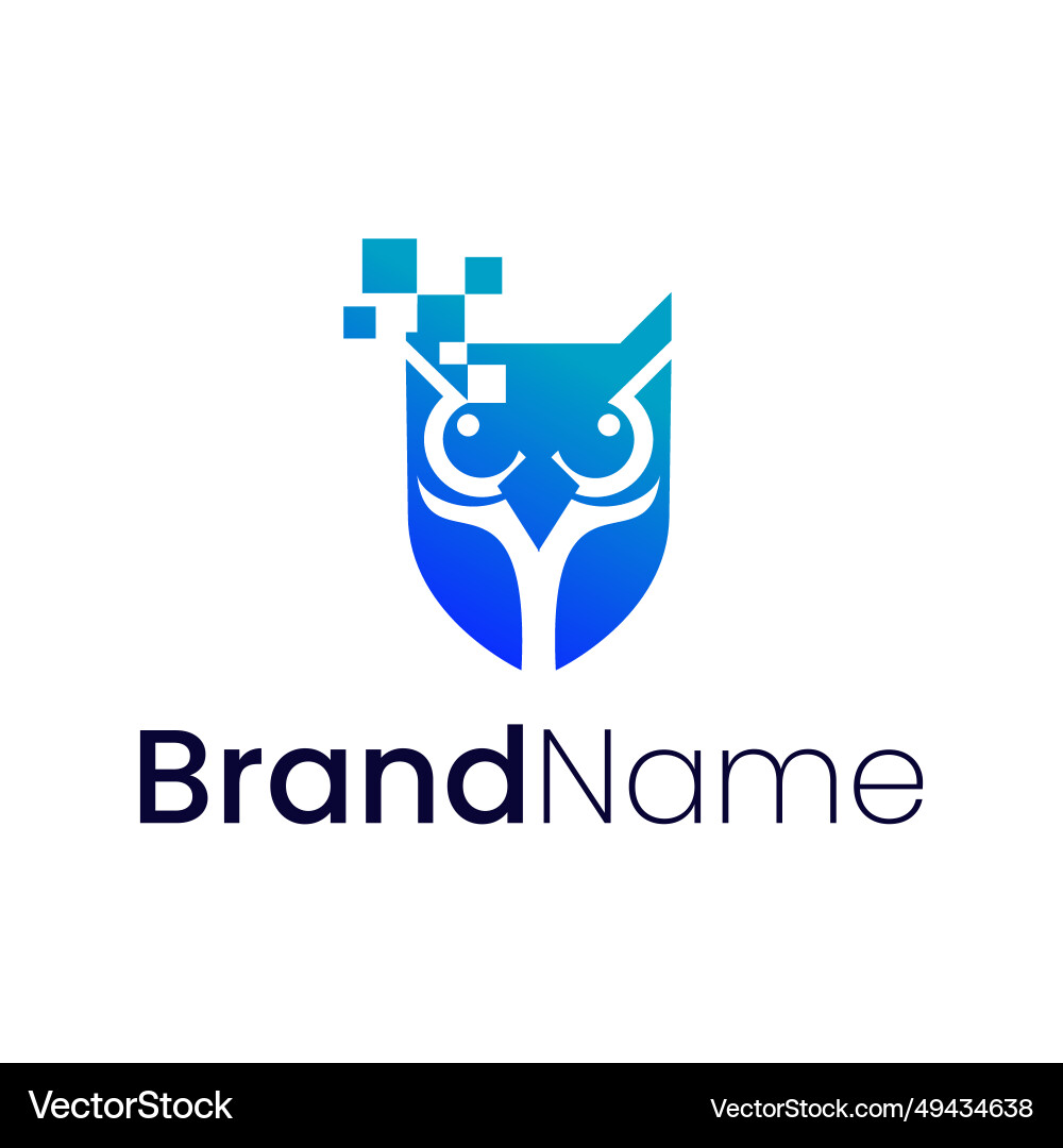 Digital owl technology logo design Royalty Free Vector Image