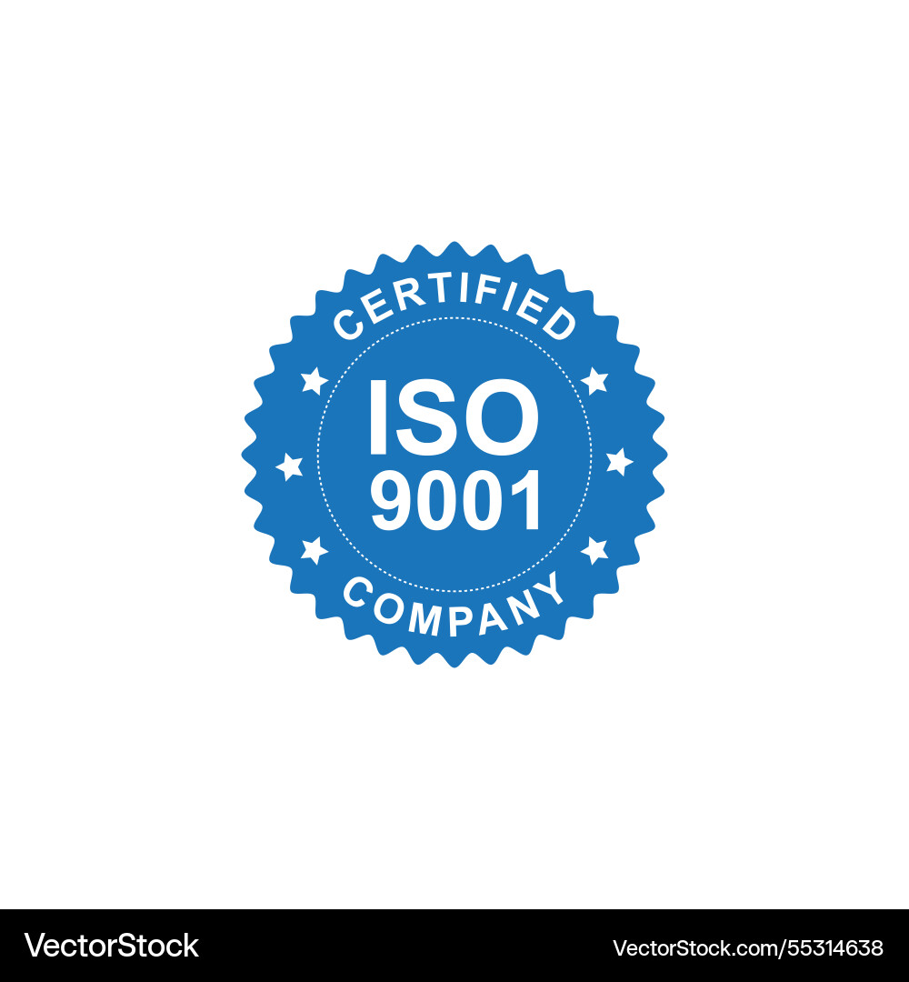 Iso 9001 certified label design image Royalty Free Vector