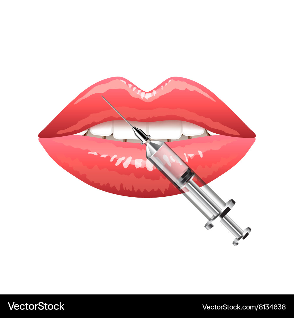 Lips and botox injection isolated on white Vector Image