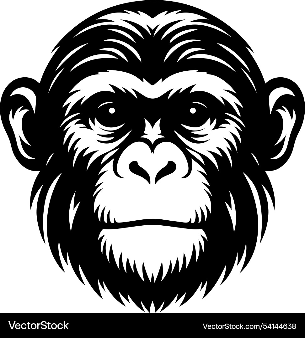 Monkey face silhouette art Royalty Free Vector Image