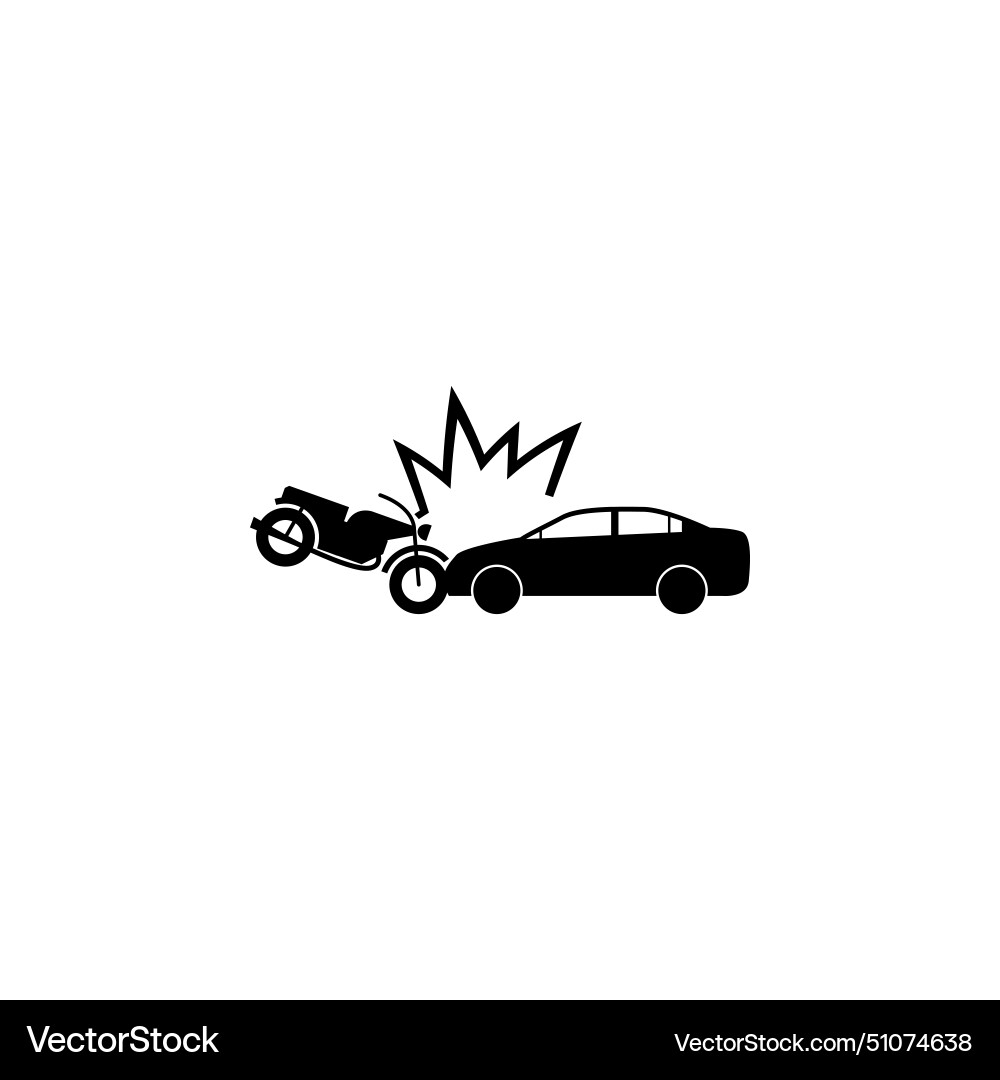 Motorcycle hits car crash flat icon Royalty Free Vector