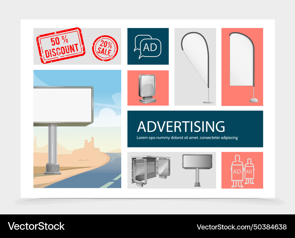 Realistic marketing elements composition Vector Image