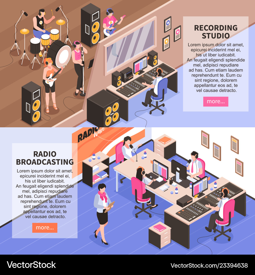 Recording studio and radio broadcasting Royalty Free Vector