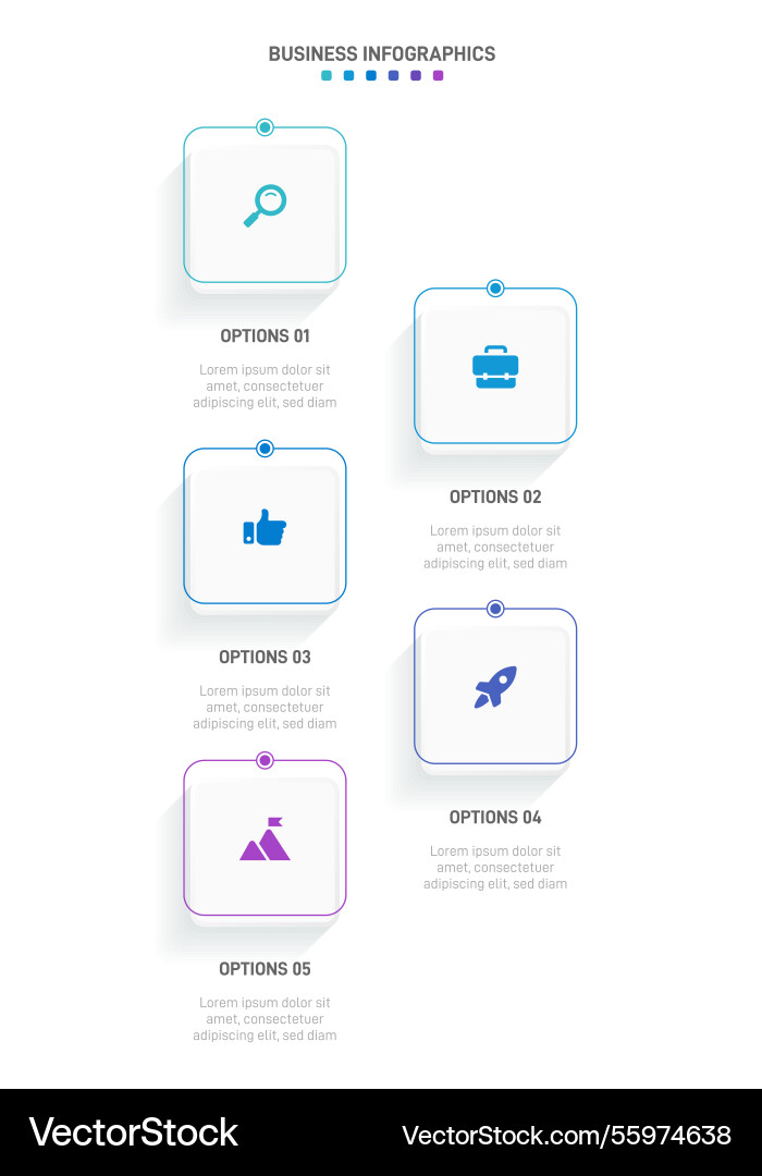 Vertical progress bar featuring 5 arrow-shaped Vector Image