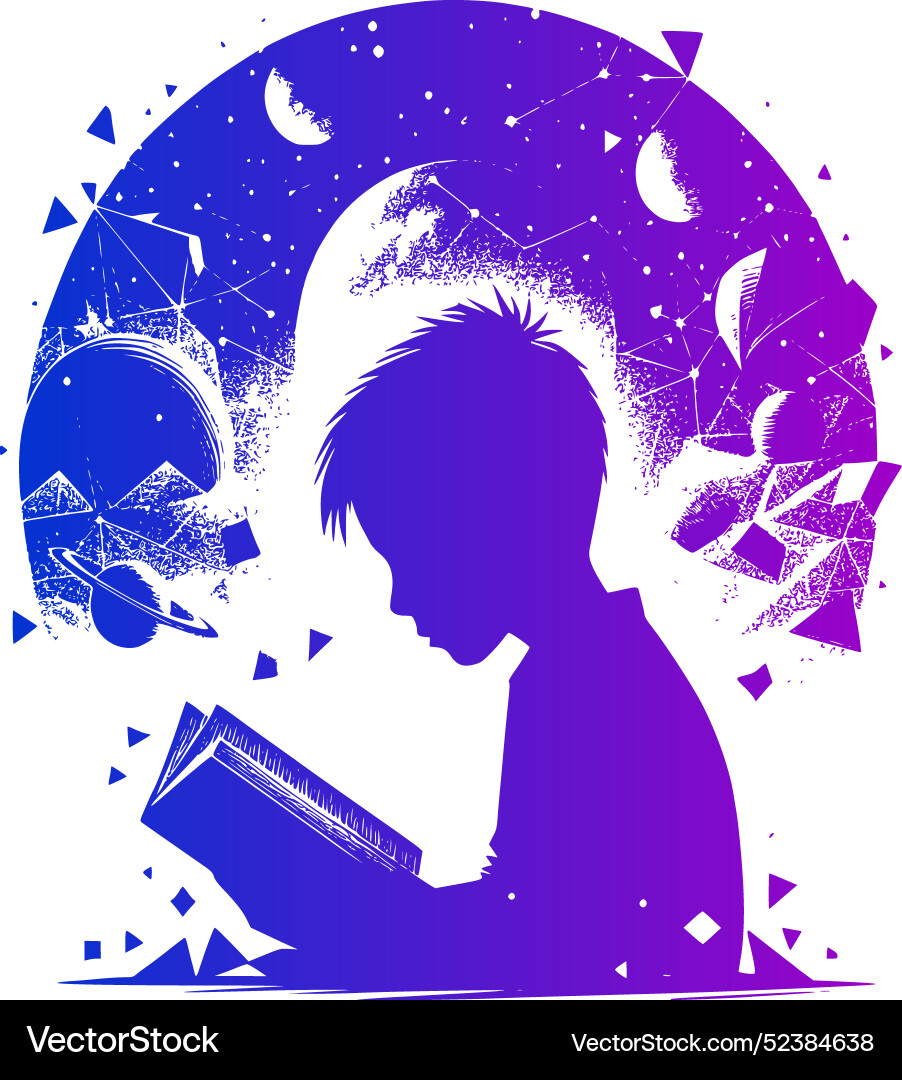 Worldly wisdom boy reading Royalty Free Vector Image