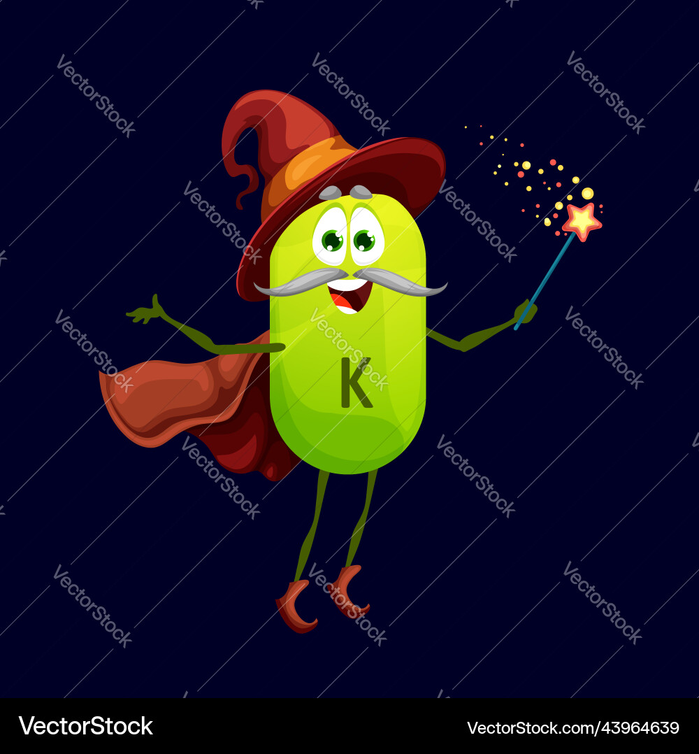 Cartoon potassium kalium micronutrient warlock Vector Image