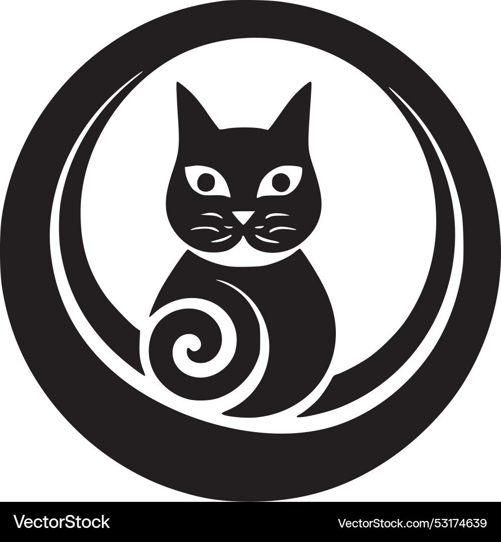 Cat - black and white Royalty Free Vector Image