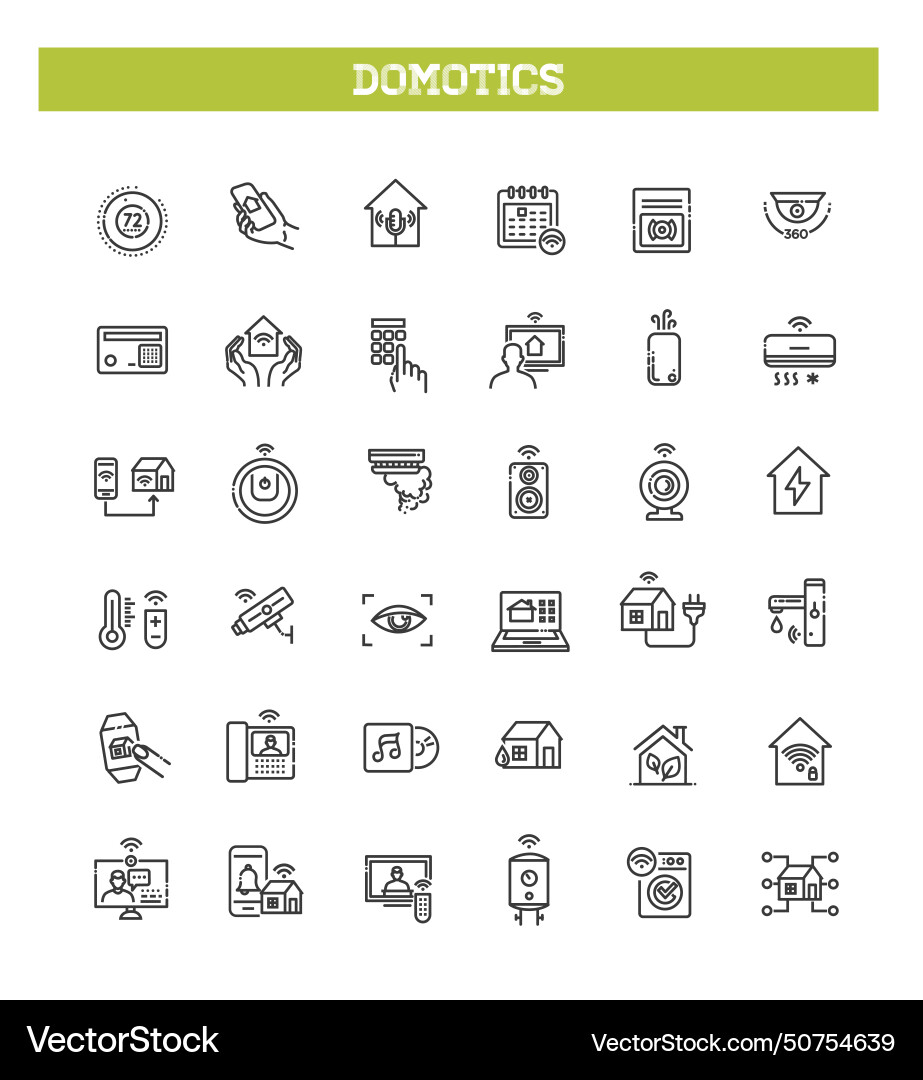 Domotics icons linear dot style Royalty Free Vector Image