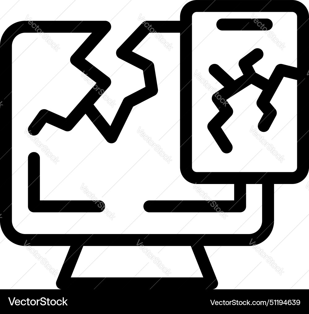 Electronic waste icon outline discarded Royalty Free Vector
