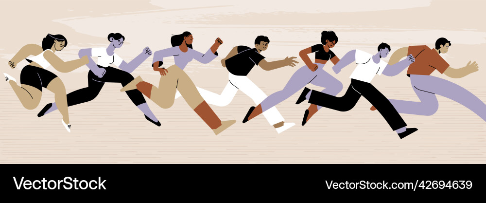 Group of runners Royalty Free Vector Image - VectorStock