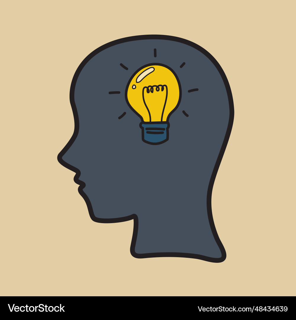 Human head thinking a new idea doodle style Vector Image