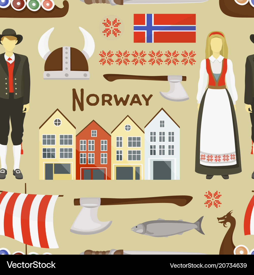 Norway icon set pattern Royalty Free Vector Image