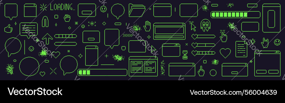 Pixel art retro windows interface 8 bit text Vector Image