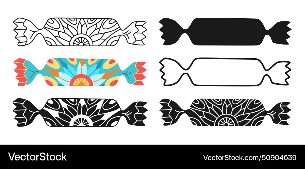 Wrapped candy doodle ornament cartoon symbol Vector Image