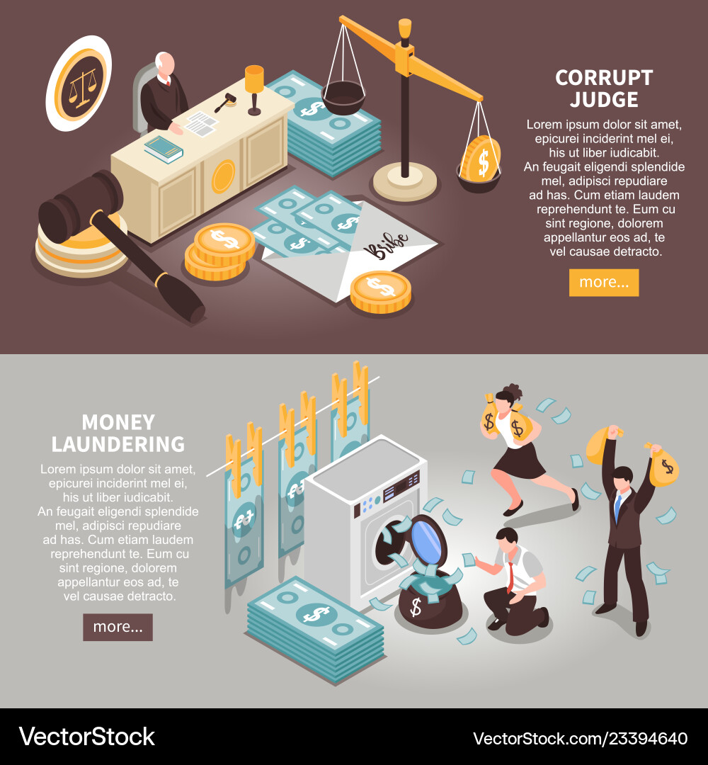 Corruption horizontal banners Royalty Free Vector Image