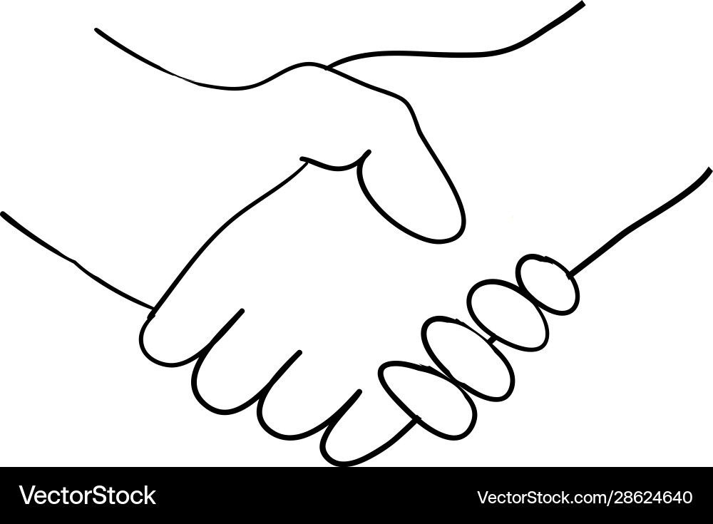 Doodle handshake handddrawn cartoon style Vector Image