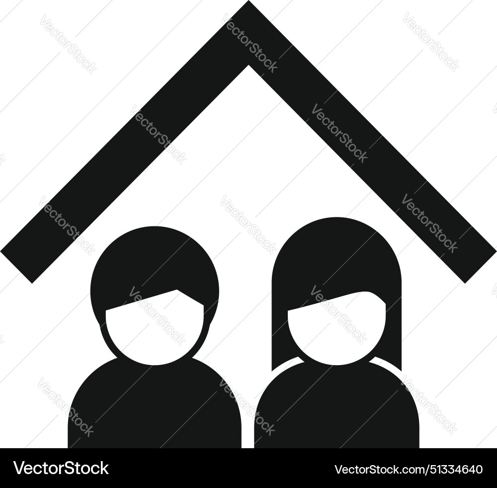 Family home icon with silhouette figures Vector Image