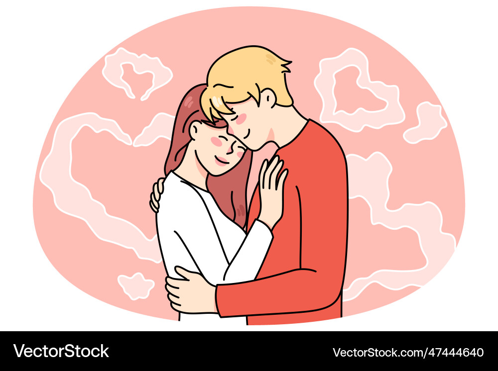 Happy couple hug show love and affection Vector Image