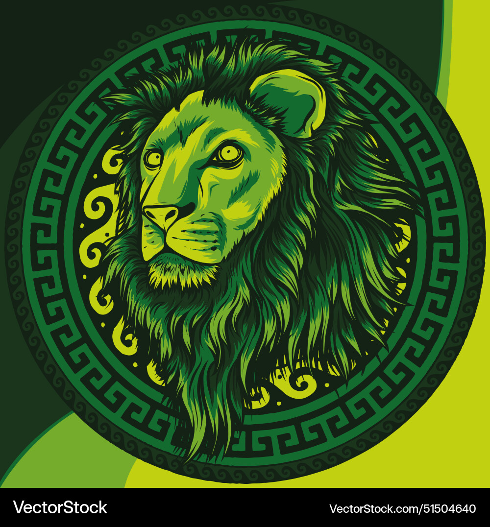 Lion head with circular Royalty Free Vector Image