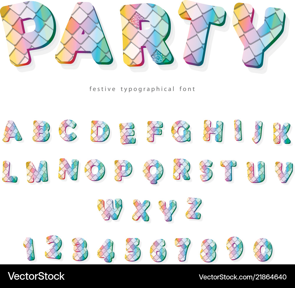 Party trendy font sequins textured letters Vector Image