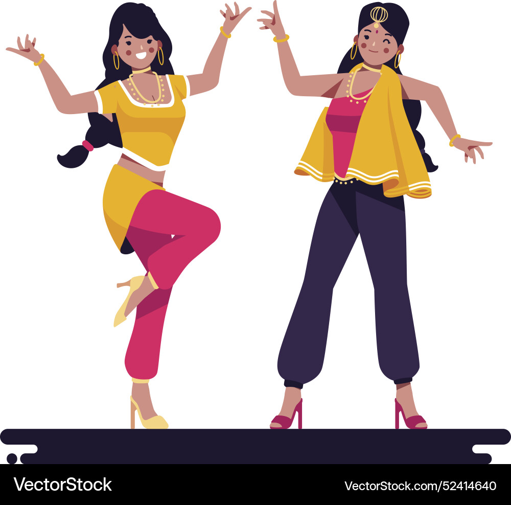People dancing bollywood Royalty Free Vector Image