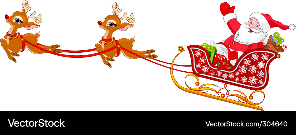 Santa claus in sled Royalty Free Vector Image - VectorStock