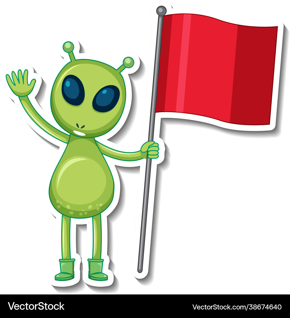 Sticker template with an alien monster cartoon Vector Image