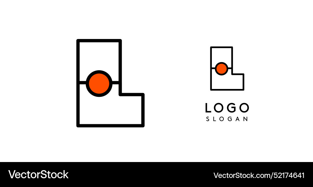 Abstract l letter logo with blue dots minimalist Vector Image