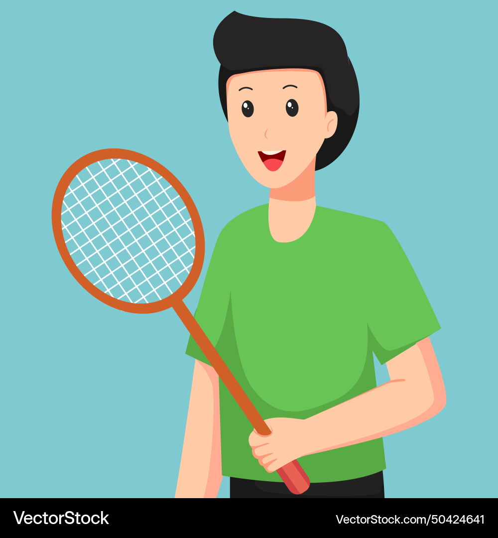 Badminton player character design Royalty Free Vector Image