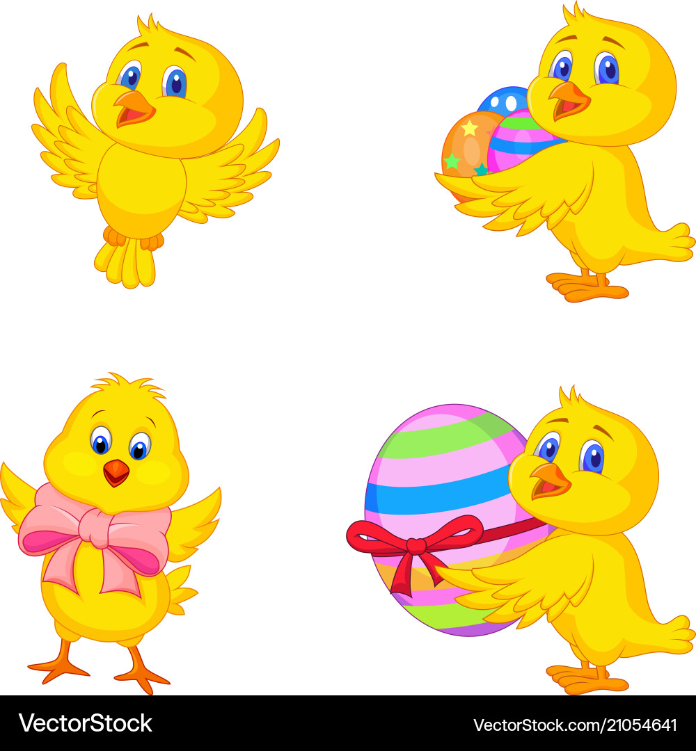 Cartoon little chick with easter egg Royalty Free Vector