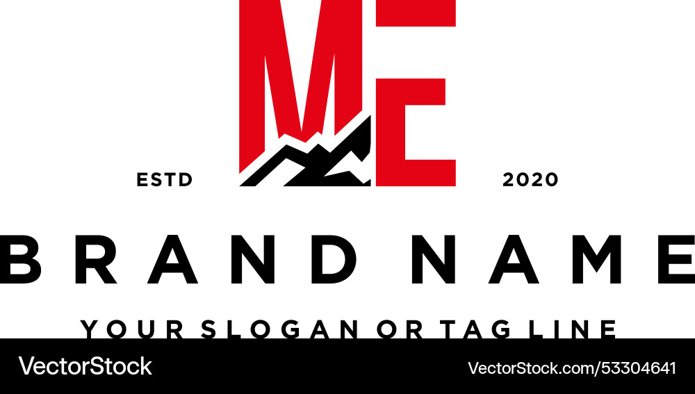 Creative letter me mountain logo design Royalty Free Vector