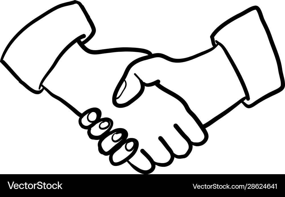 Doodle handshake handddrawn cartoon style Vector Image