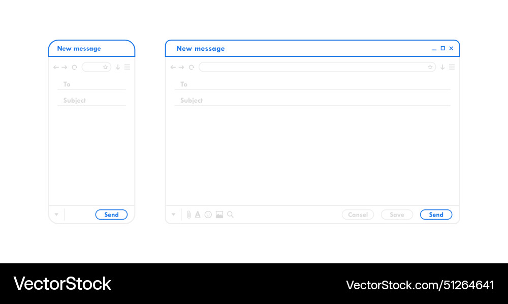 Email interface outline mail window template Vector Image